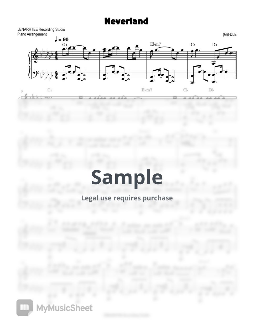 (G)I-DLE - Neverland Sheet Music by JENARRTEE Recording Studio