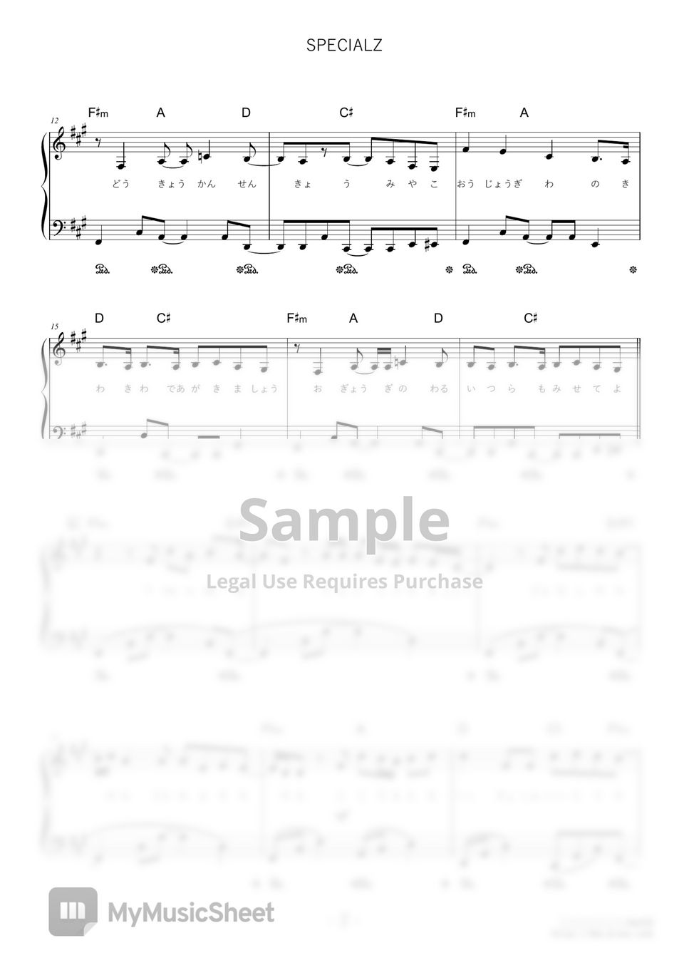 King Gnu - SPECIALZ (★★☆☆☆/Jujutsu Kaisen Season 2 OP 2) Sheet Music by D-sun