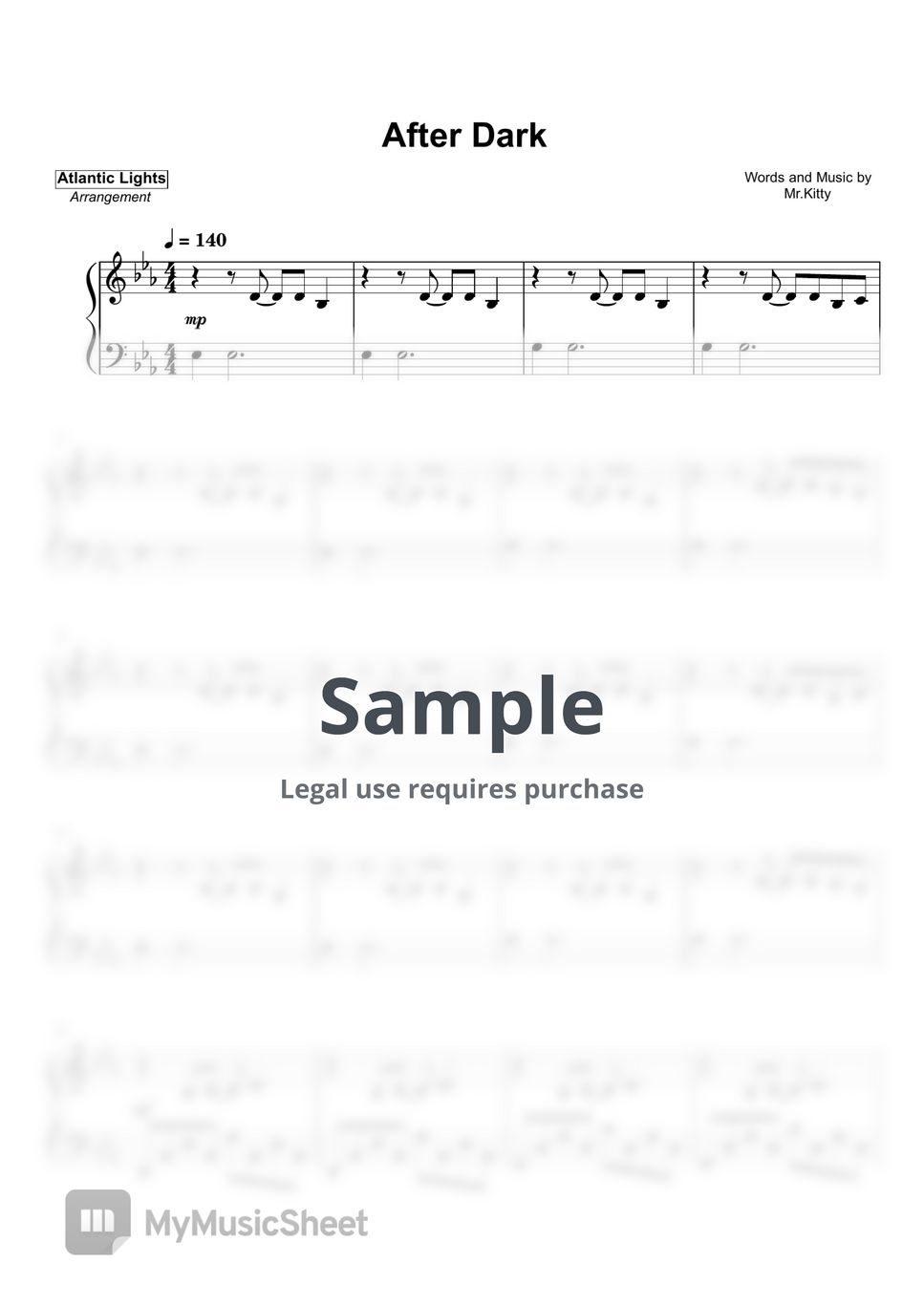 Mr.Kitty - After Dark 악보 by Atlantic Lights