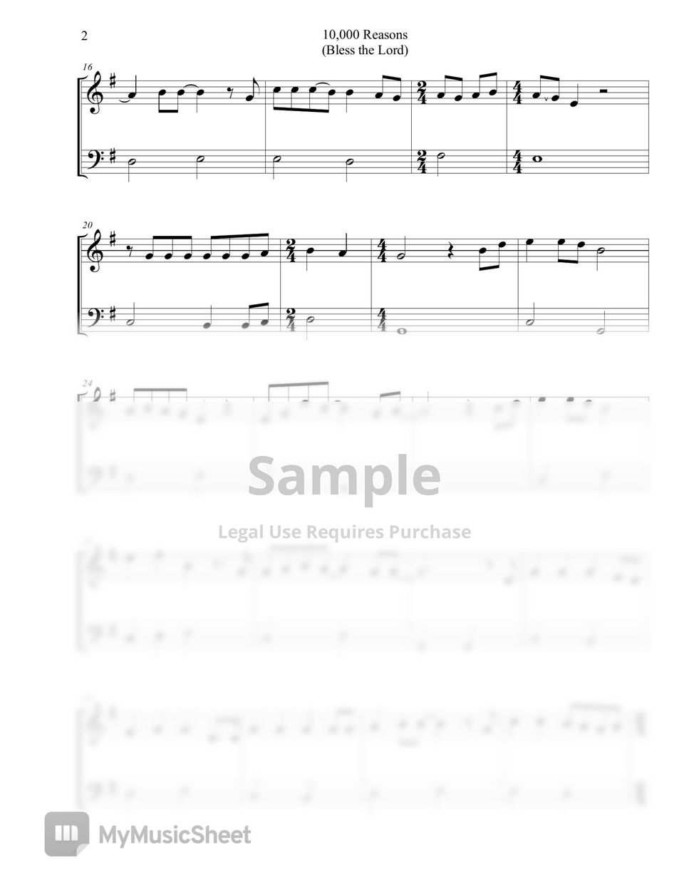 Matt Redman - 10000 Reasons (Easy Piano) 악보 by Betacustic