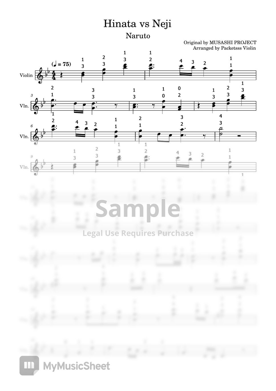 Naruto - Hinata vs Neji Sheets by Packetsss Violin