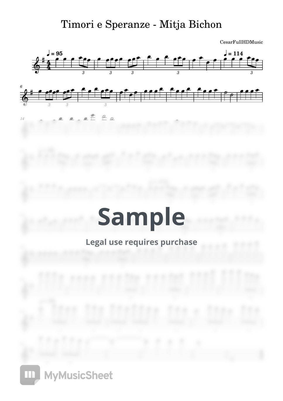 Mitja Bichon - Timori e Speranze Sheet Music