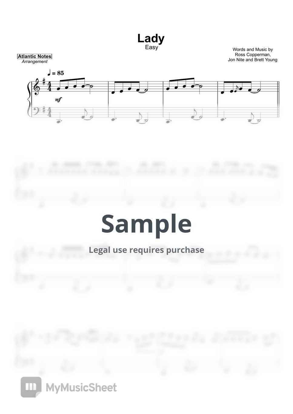 Brett Young - Lady Sheet Music by Atlantic Notes