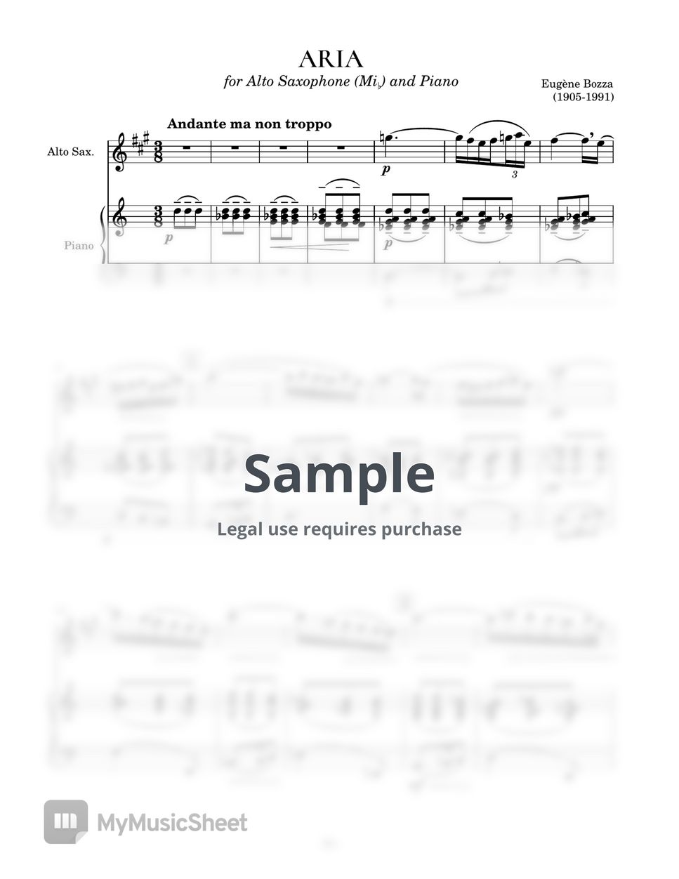 Eugène Bozza - ARIA (mp3 & midi included!) 악보 by Zellev Music