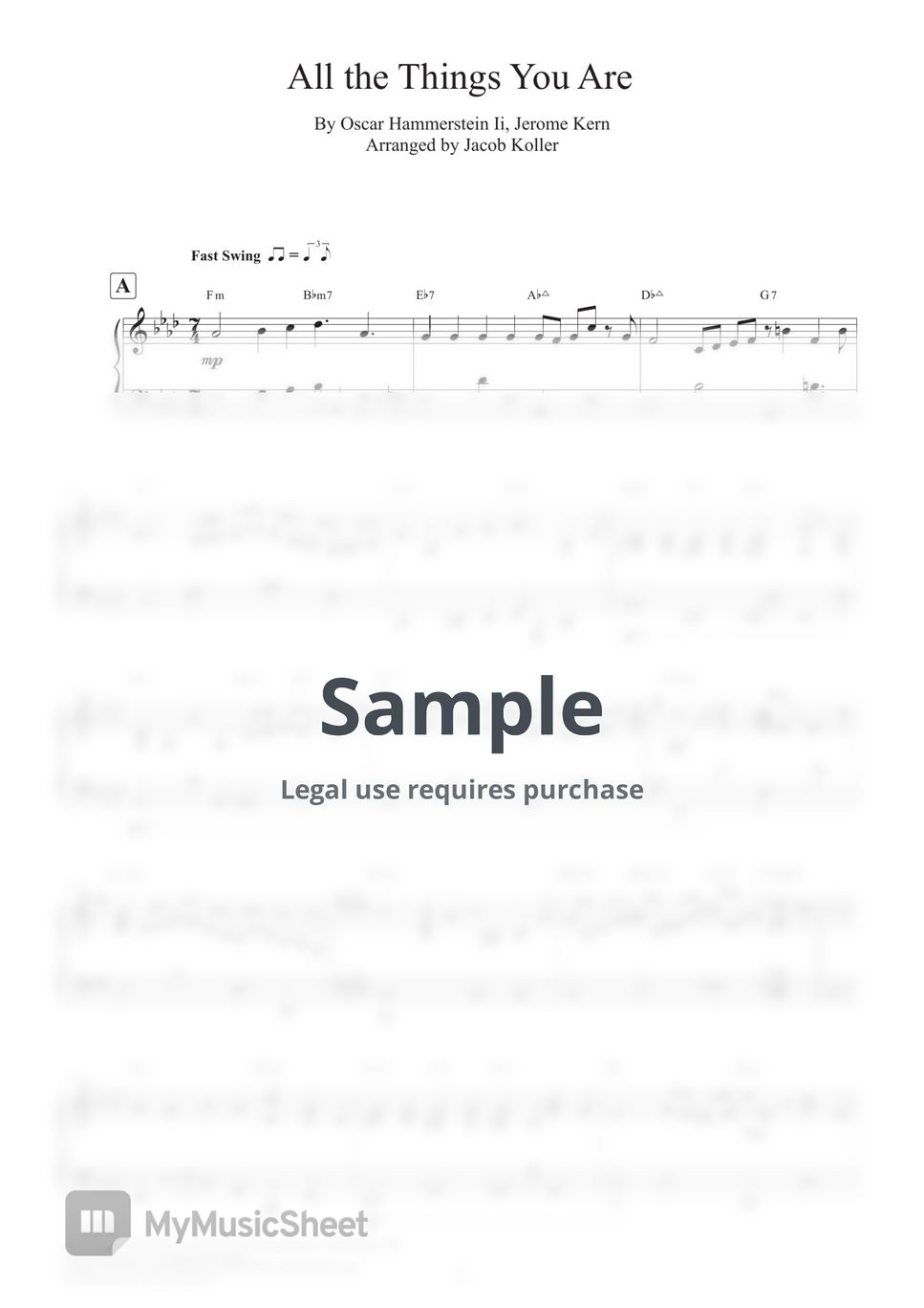 Jerome Kern - All the Things You Are 악보 by Jacob Koller