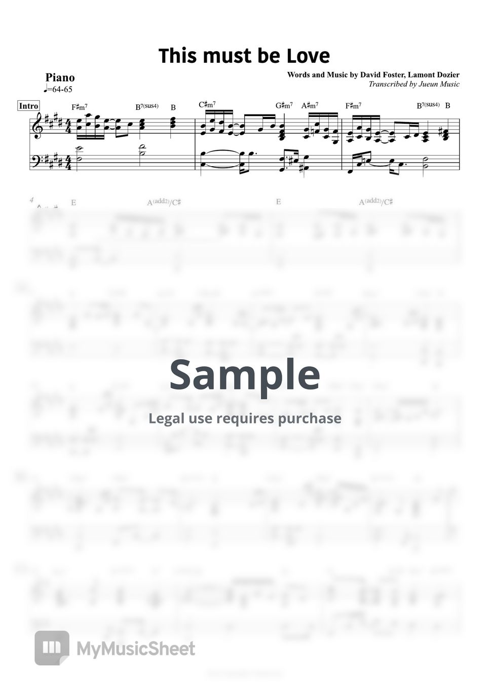 David Foster - This Must Be Love Sheets by Jueun Music