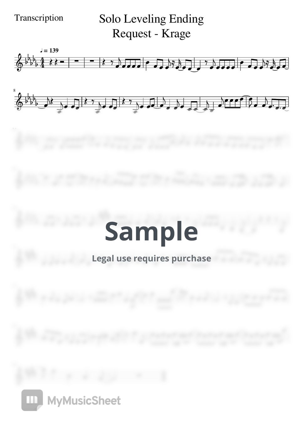 Krage - Solo Leveling Ending - 'Request' by Krage - Violin Transcription Sheets by Lufé