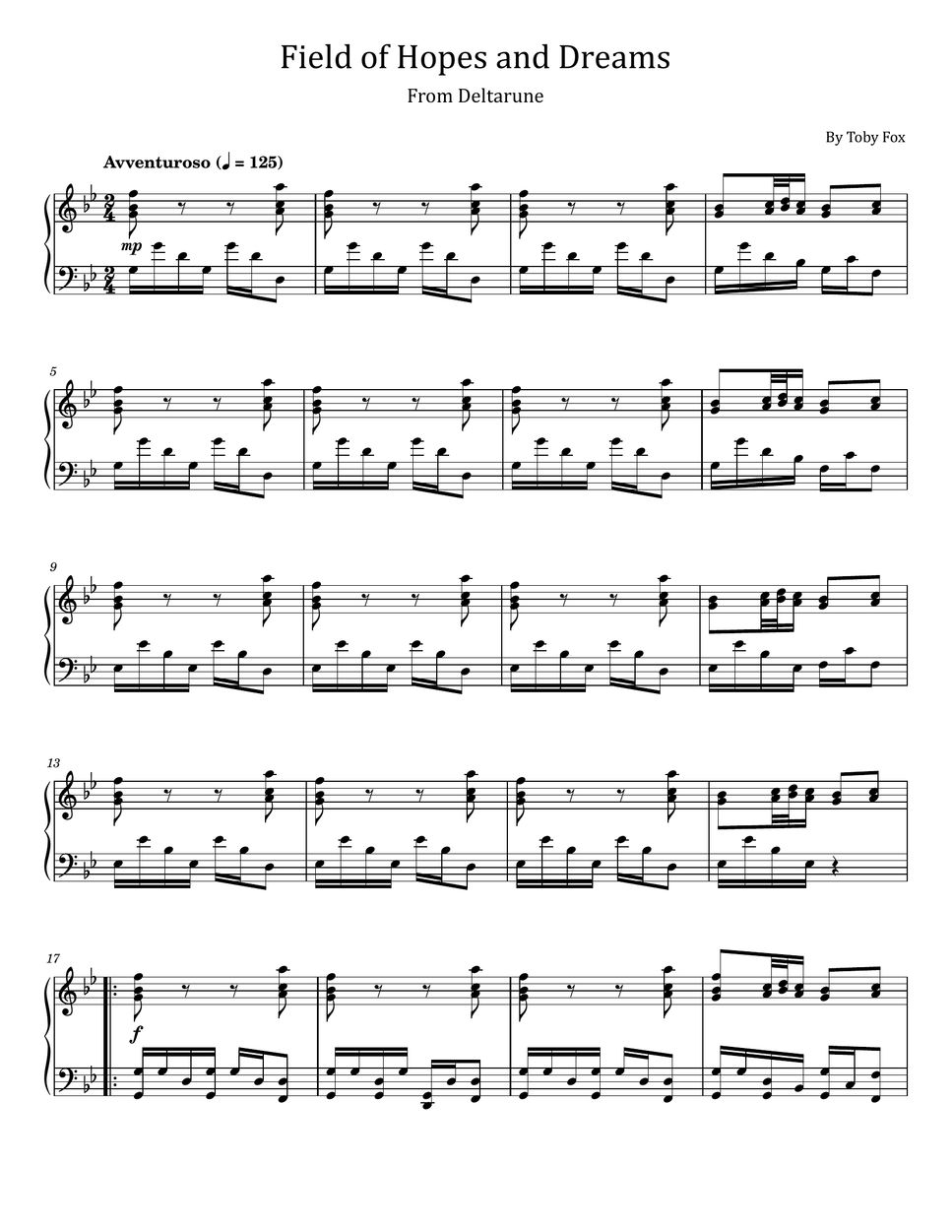Deltarune - Field of Hopes and Dreams (For Piano Solo) Sheets by poon