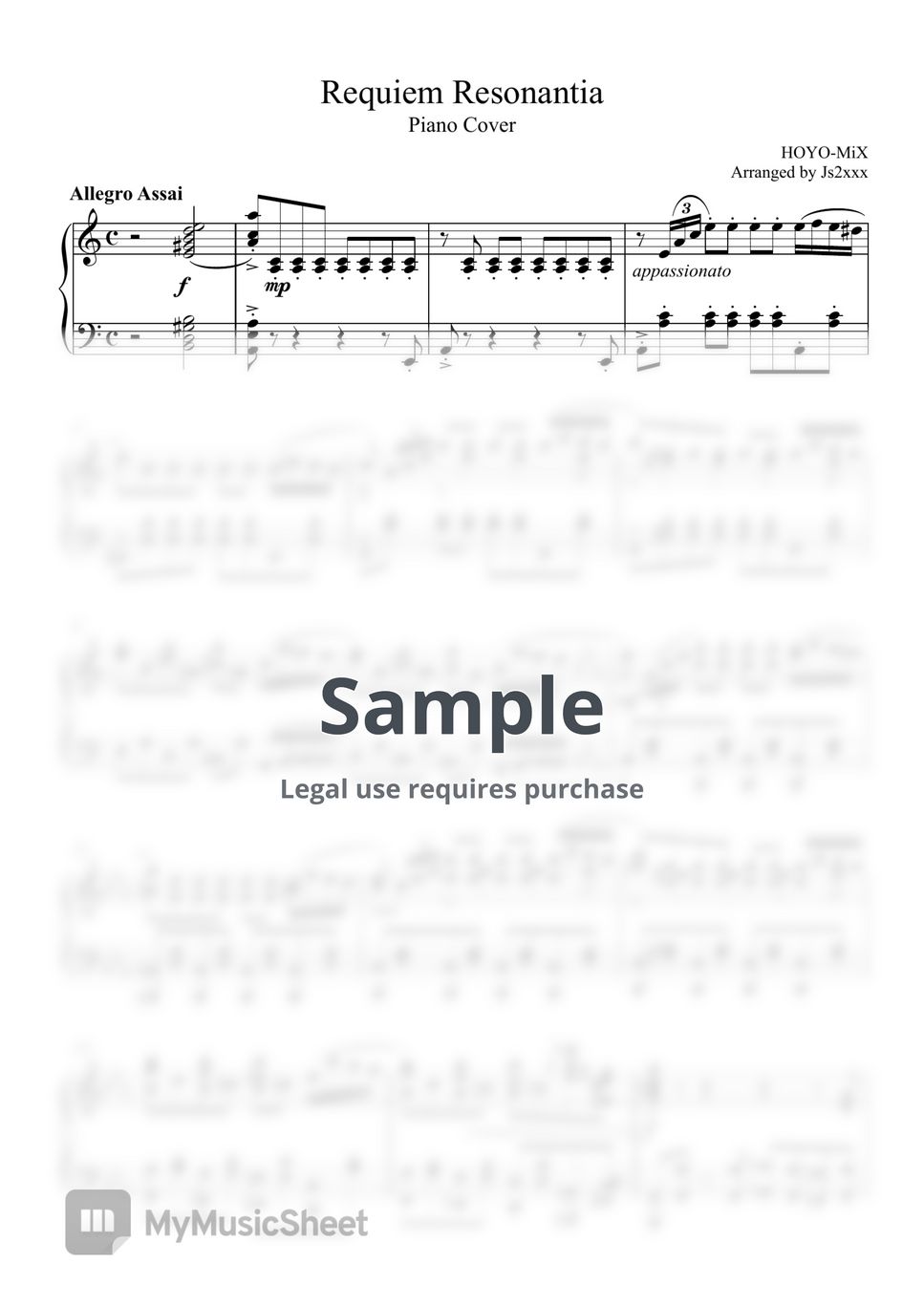 HOYO-MiX - 安眠的协奏曲 Sheet Music by Js2xxx