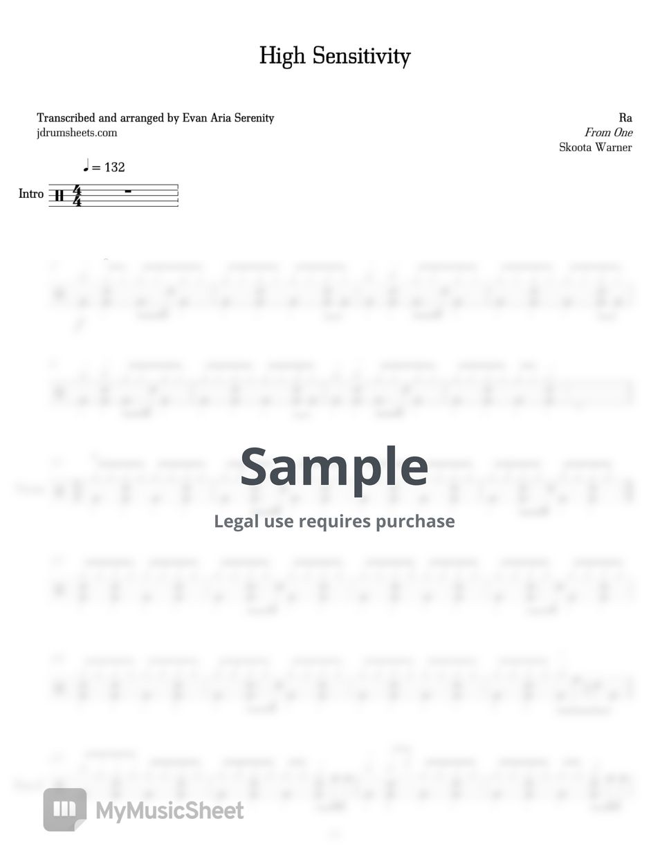 Ra - High Sensitivity Sheet Music by Jaslow Drum Sheets