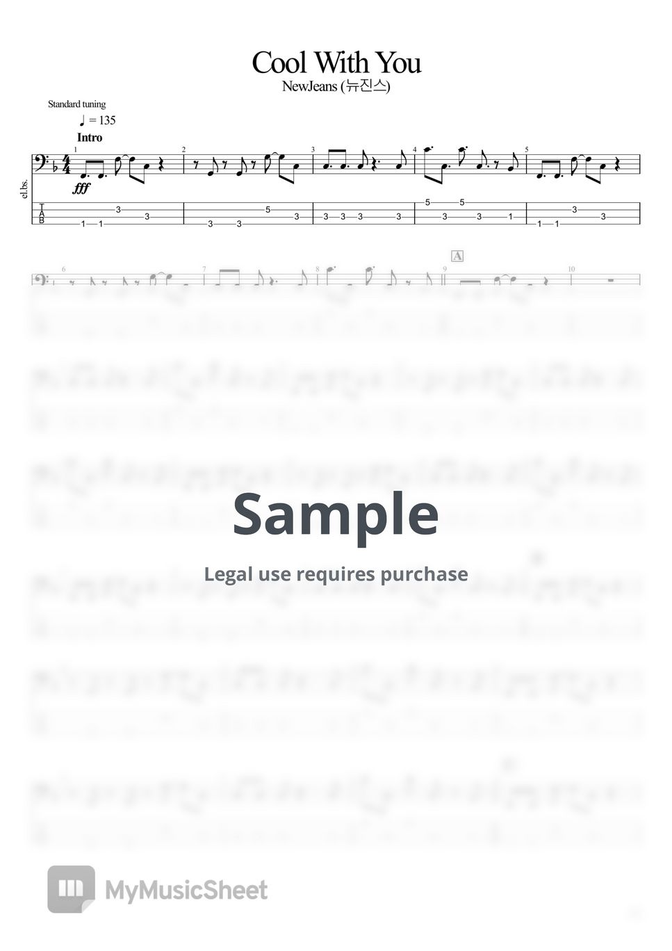 NewJeans (뉴진스) - Cool With You Tab + 1staff by BassBlur