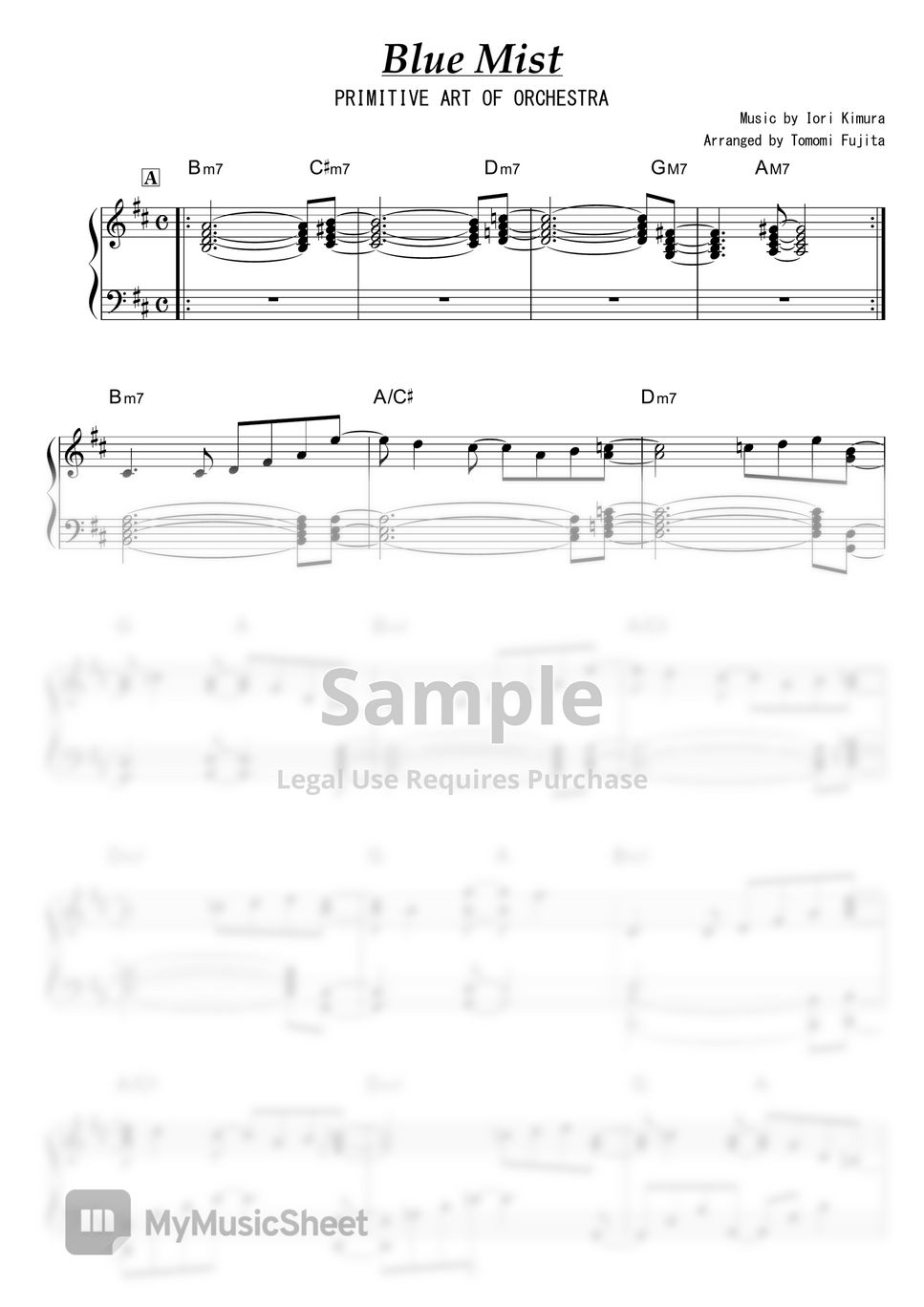 PRIMITIVE ART ORCHESTRA - Blue Mist 악보 by piano*score