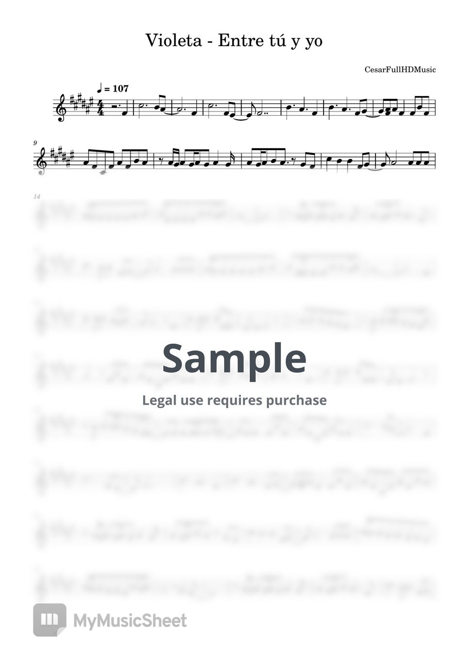 Violeta - Entre tú y yo Sheets