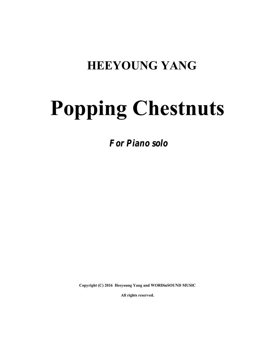 Heeyoung Yang - Popping Chestnuts for piano (Gunbam Taryeong) Sheets
