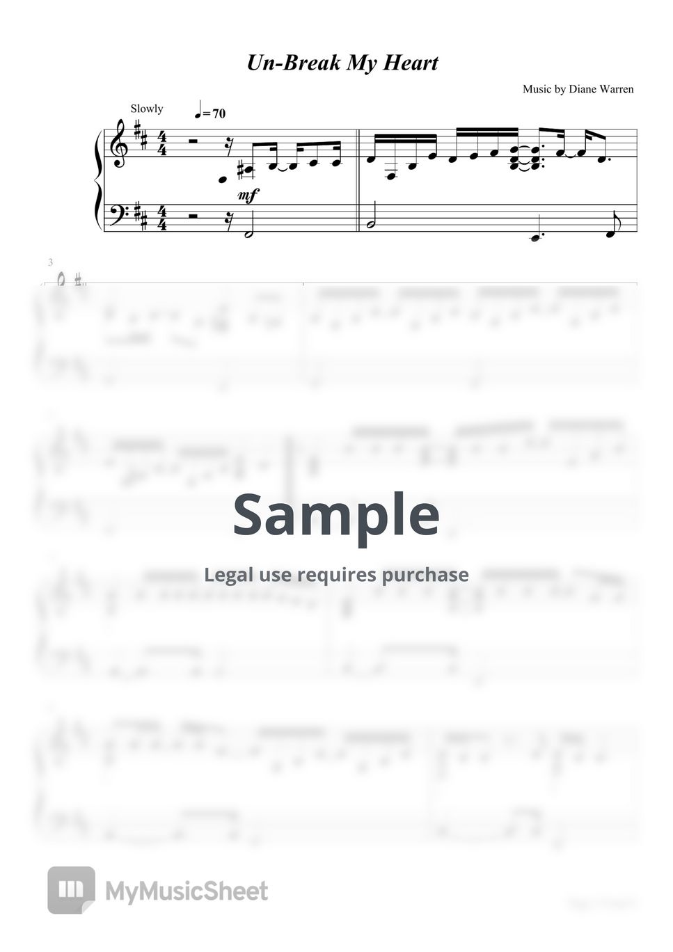 Toni Braxton - Un (Break My Heart-Toni Braxton) Sheet Music by Yilun