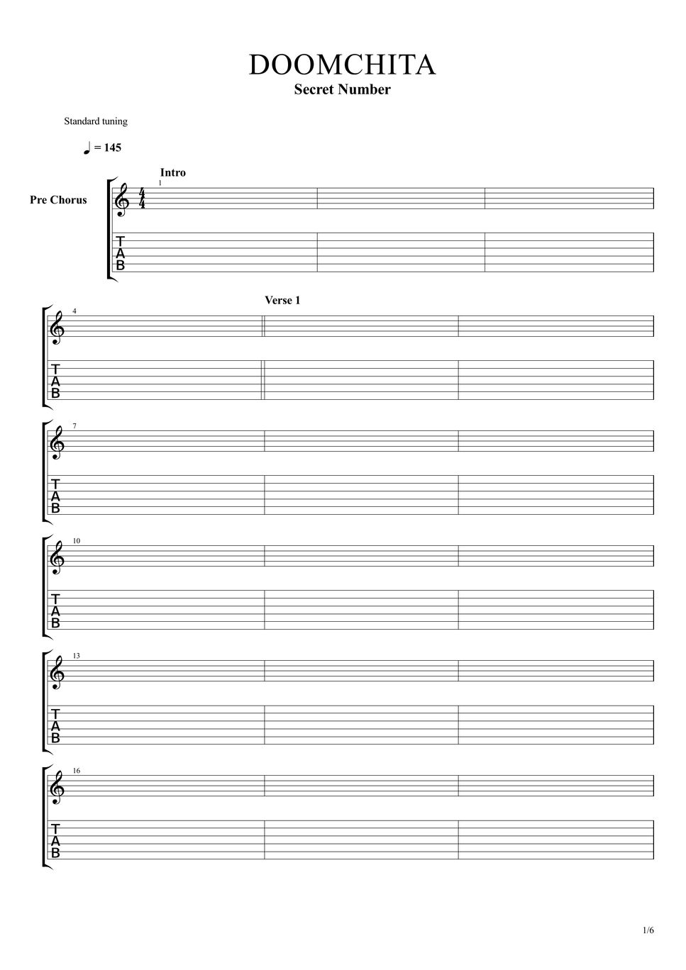 SECRET NUMBER - DOOMCHITA 악보 by Rob Ethereal