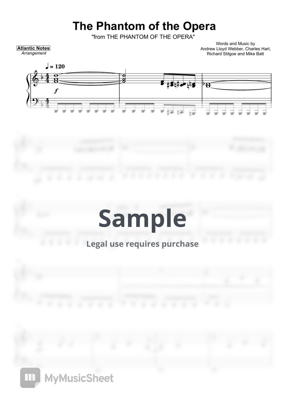 Andrew Lloyd Webber - The Phantom of the Opera Sheet Music by Atlantic ...