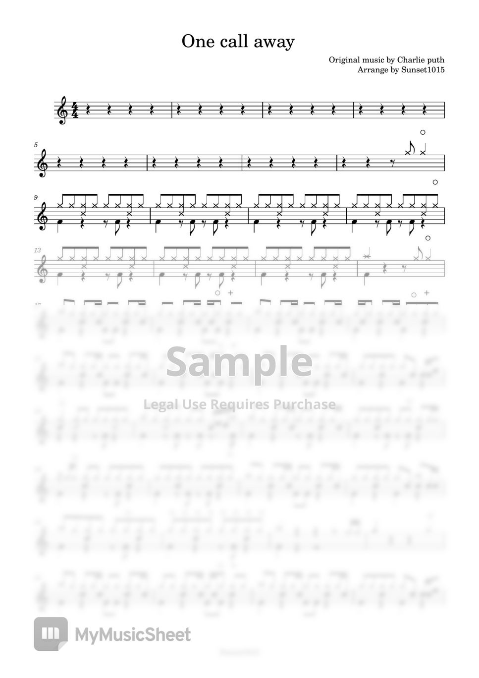 찰리 푸스 - one call away Sheet Music by sunset1015