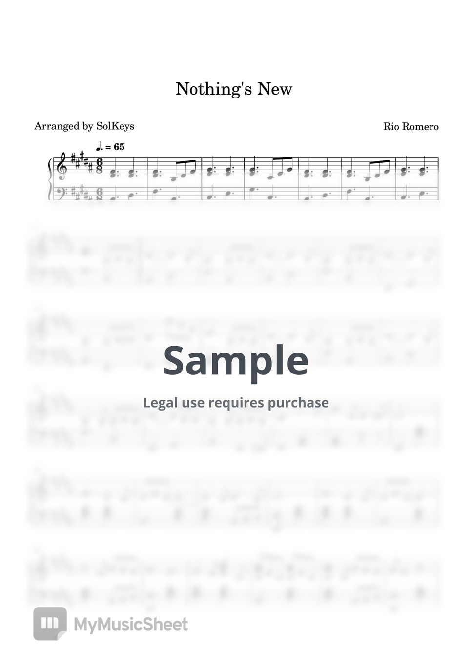 Rio Romeo - Nothing's New Piano Sheet Music PDF | SolKeys | mymusic5