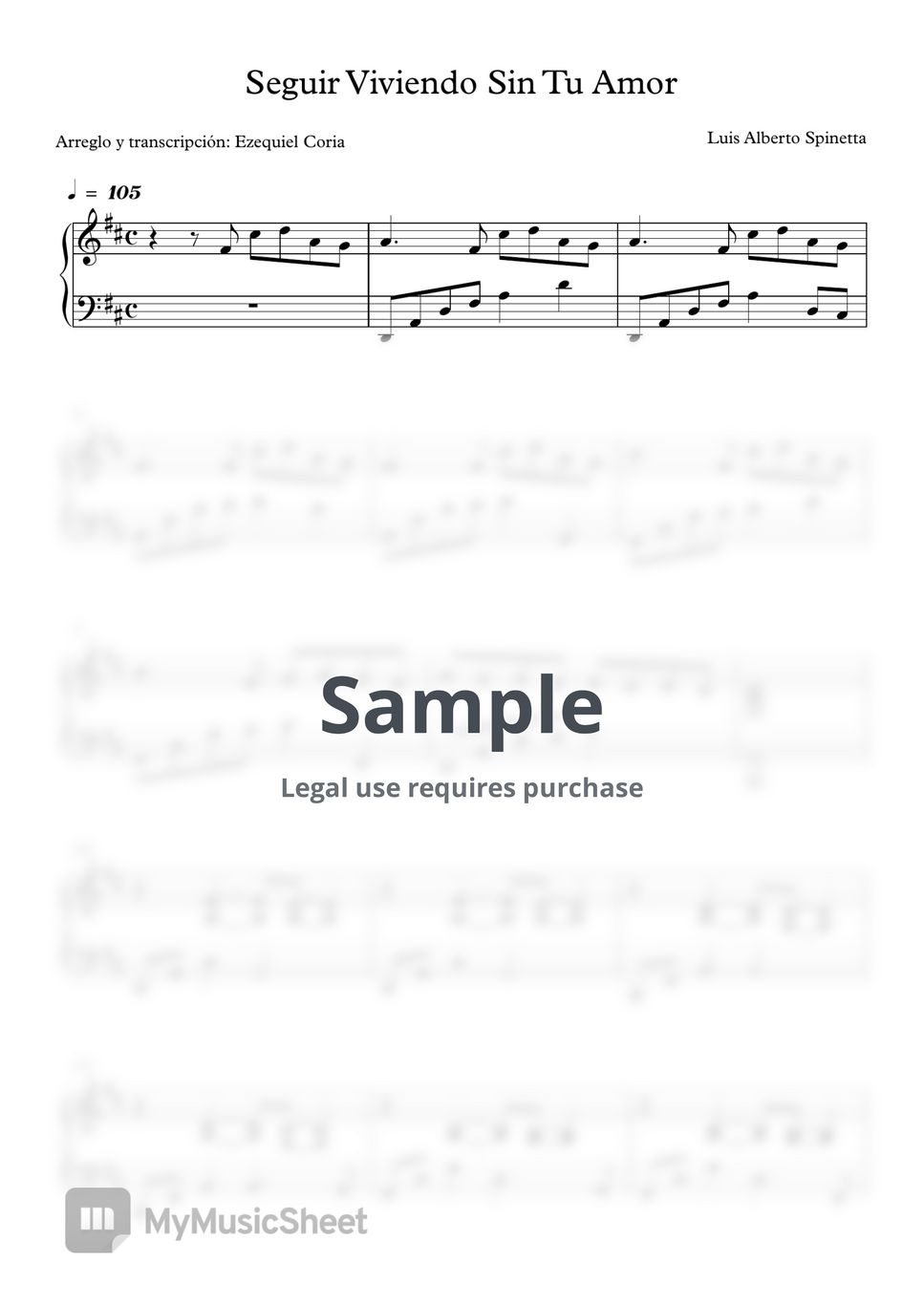 Luis Alberto Spinetta - Seguir Viviendo Sin Tu Amor Sheets by Ezequiel ...