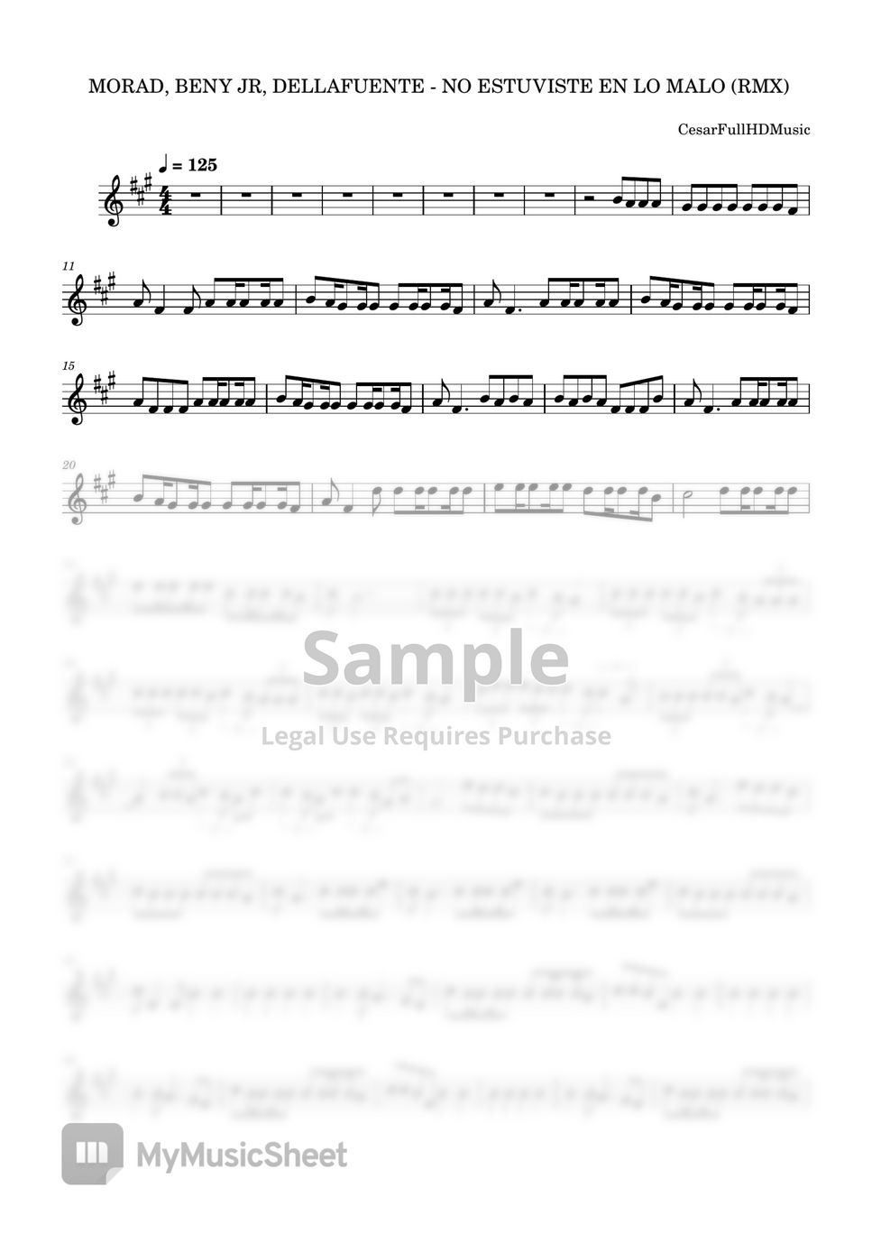 MORAD, BENY JR, DELLAFUENTE - NO ESTUVISTE EN LO MALO (RMX) Sheet Music