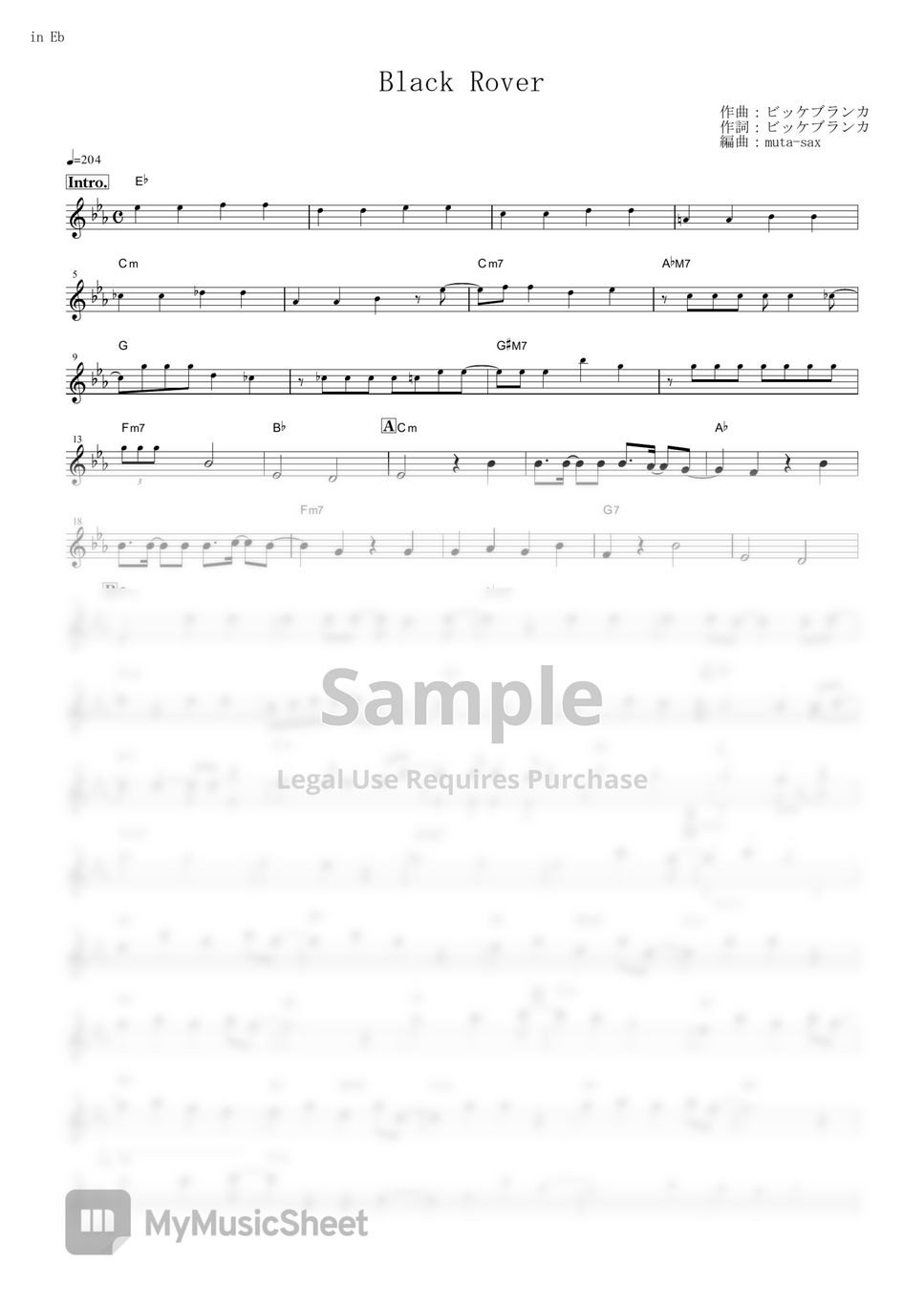 Black Clover - Black Rover (in Eb) Hoja by Vickeblanka