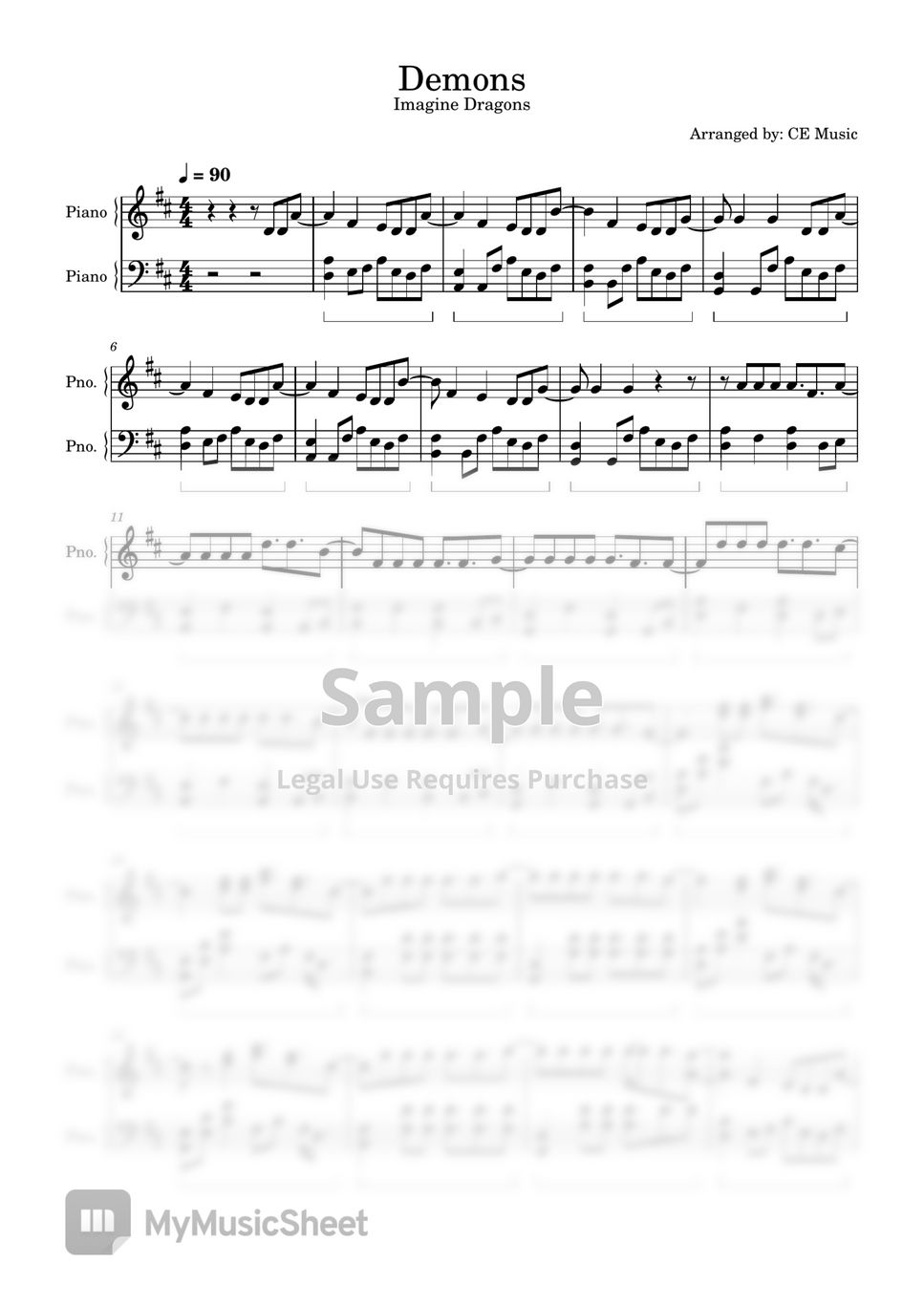 Imagine Dragons - Demons Sheet by CE Music