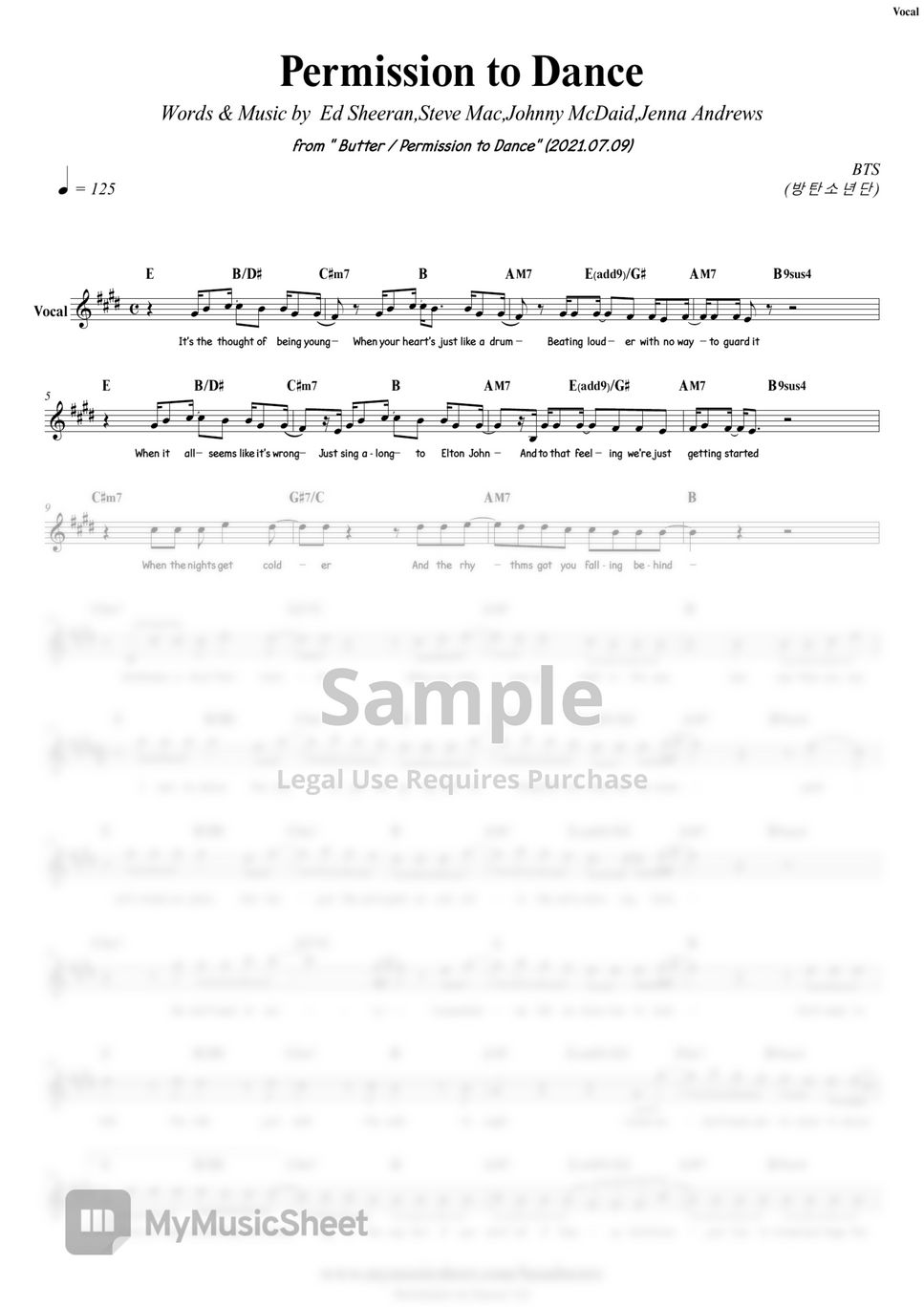 BTS - Permission to Dance | Band Score Sheet Music
