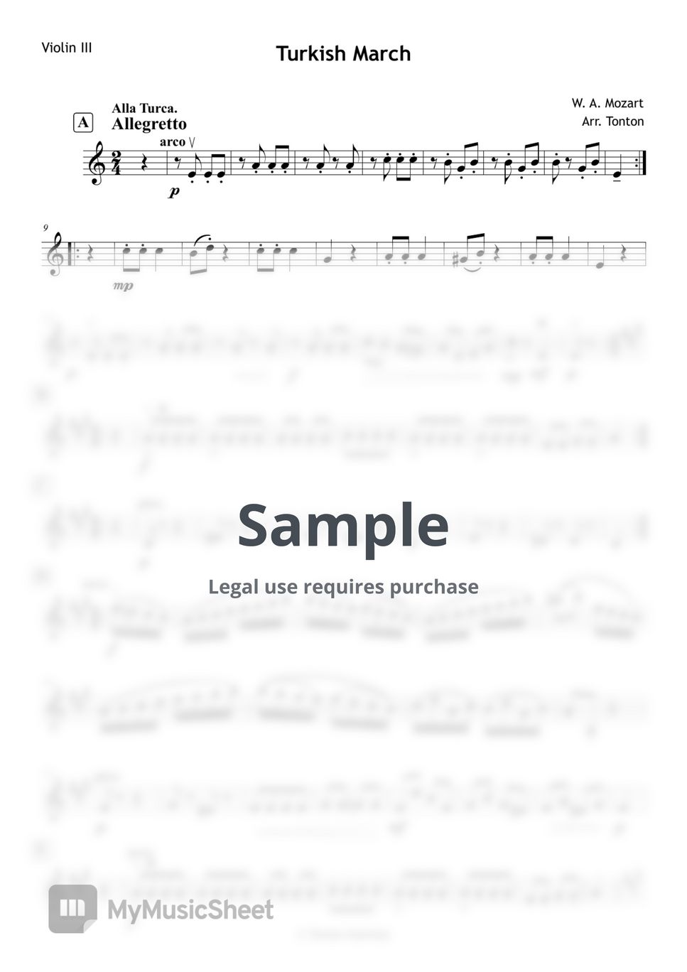 W. A. Mozart(모차르트) - Turkish March(터키 행진곡) (Piano Sextet(피아노 6중주)) 악보 ...