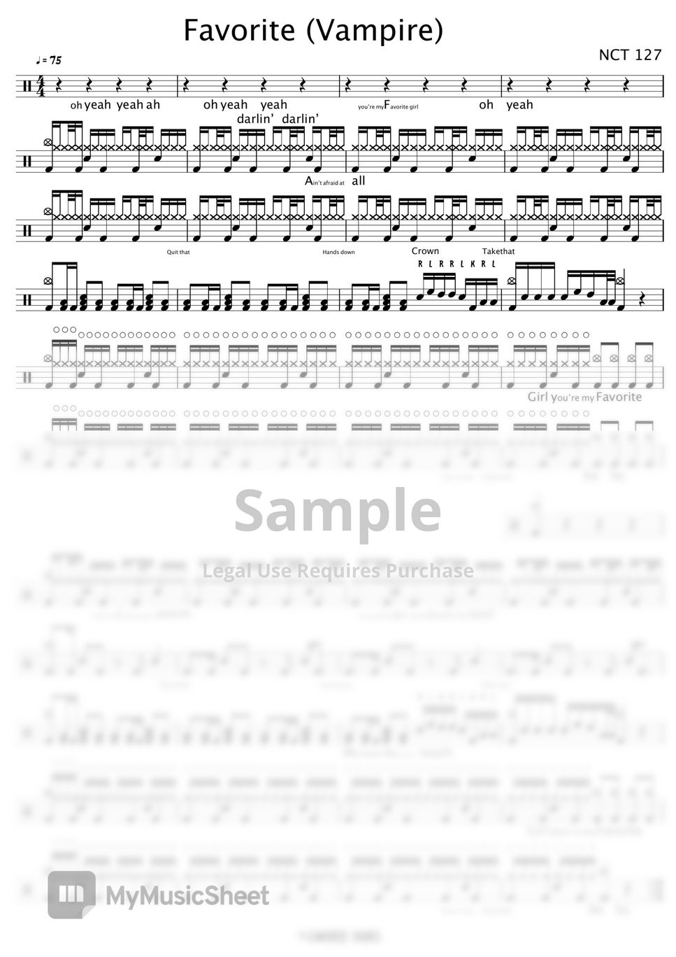 NCT 127 - Favorite (Vampire) Sheets by Gwon's DrumLesson