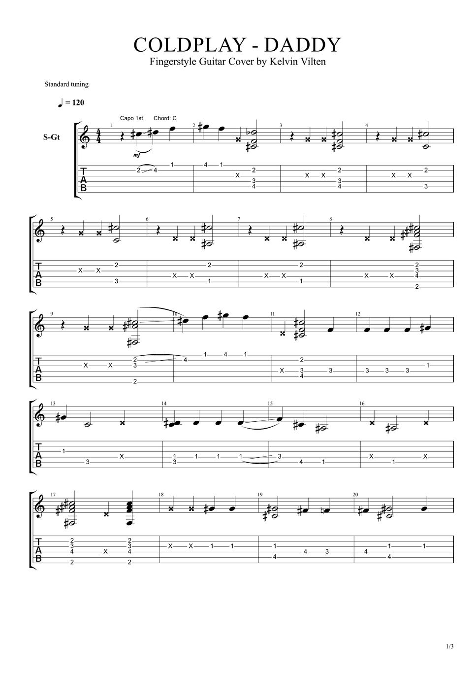 COLDPLAY - DADDY Sheet by Kelvin Vilten