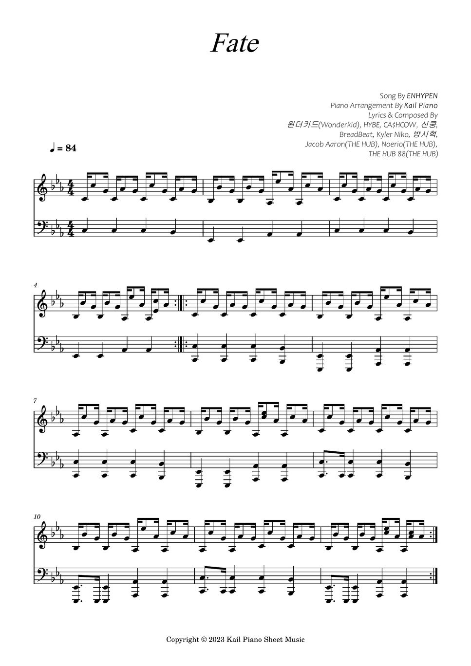 ENHYPEN - Fate (Piano) Sheets by Kail Piano