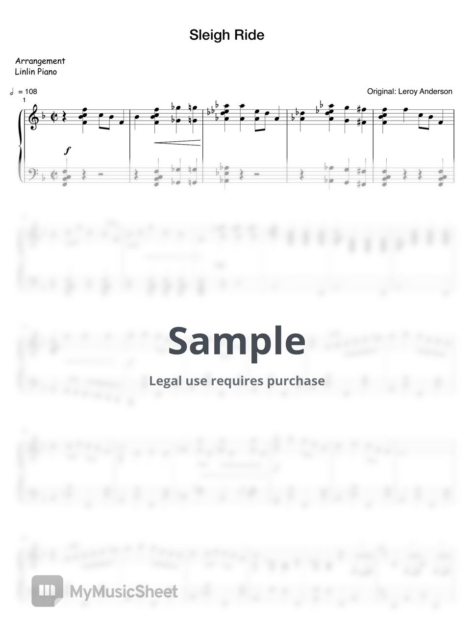 Leroy Anderson - Sleigh Ride 악보 by Linlin Piano