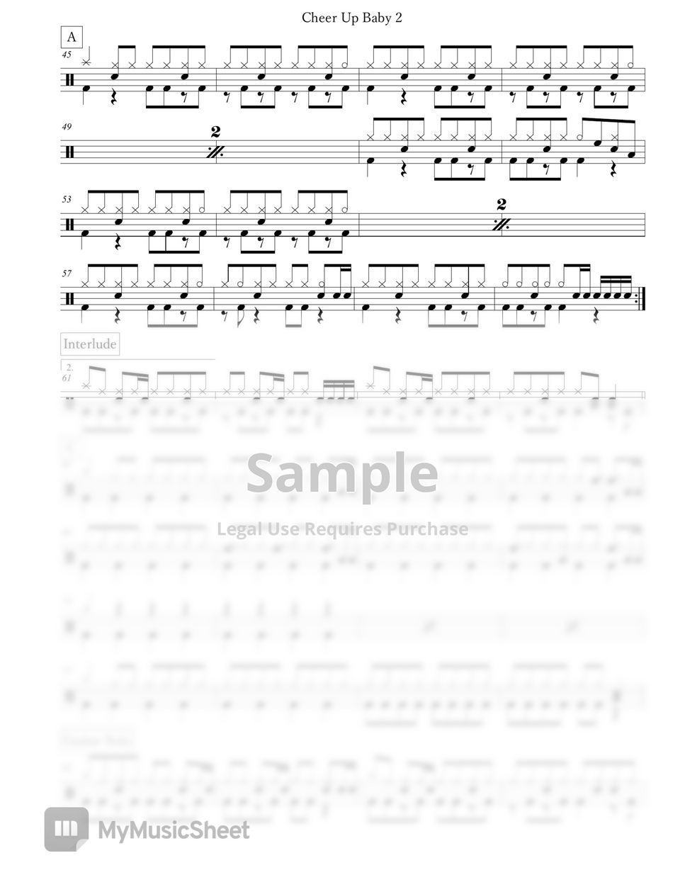 Inhaler - Cheer Up Baby 樂譜 by Arkadia Drums