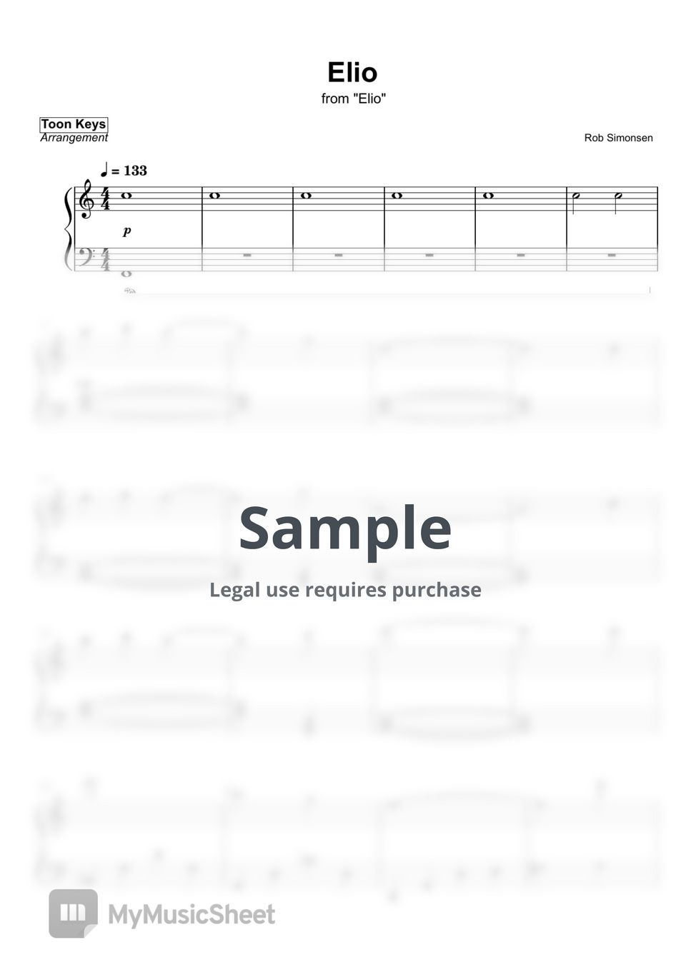 Rob Simonsen - Elio Sheet Music by Toon Keys