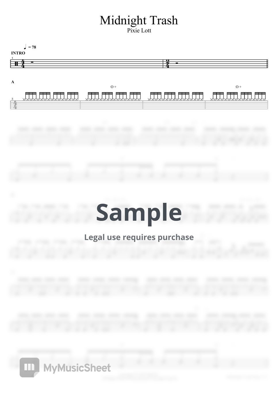 Pixie Lott - Midnight Trash Sheet Music by COPYDRUM