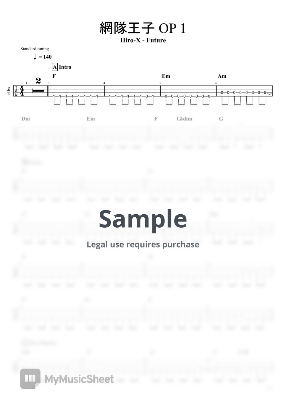 HIRO-X - 網球王子 OP1 HIRO-X - Future Sheet Music by Brian To