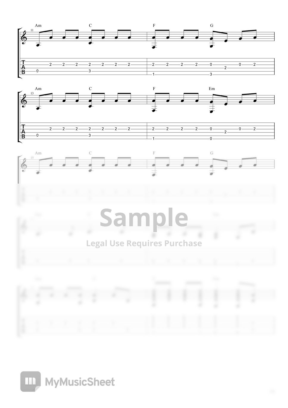 쉬운기타타브악보 - HANDCLAP 악보 by Daniel K.