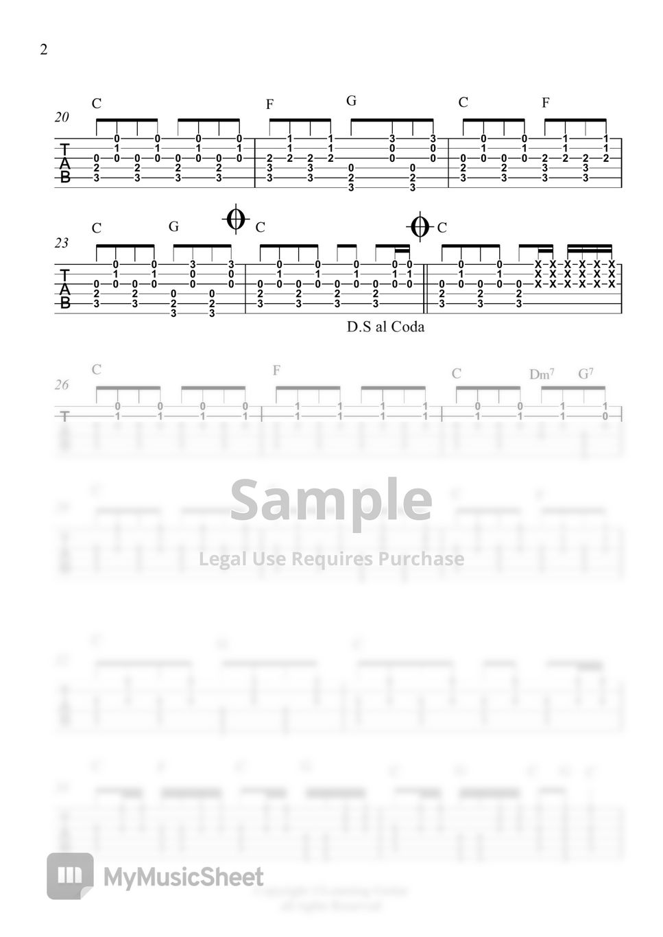 Carpenters - Top of The World Rhythm TAB Sheet Music by Learning Guitar