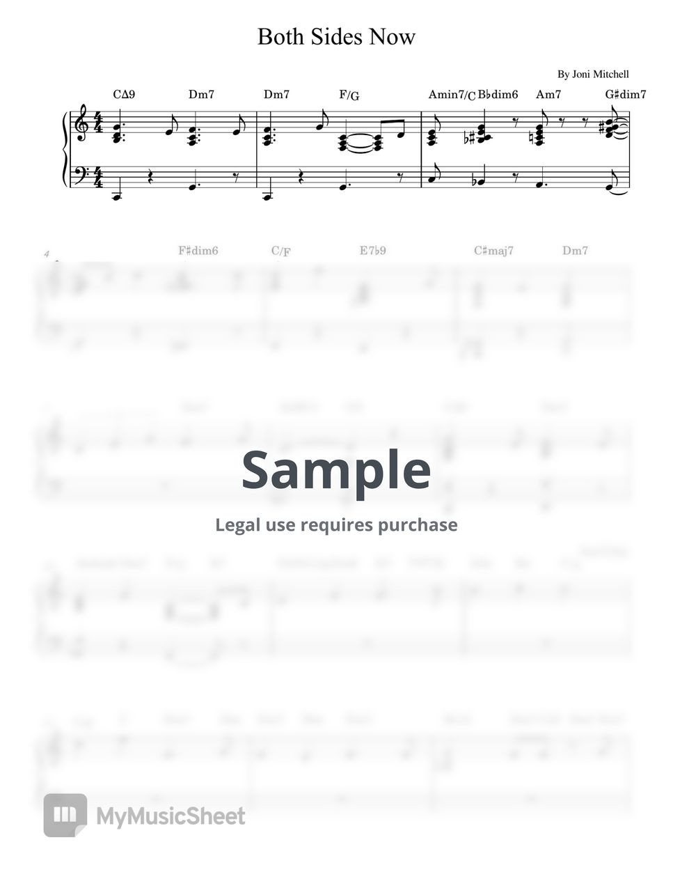 By Joni Mitchell - Both Sides Now (For Easy Piano) Sheet Music by poon