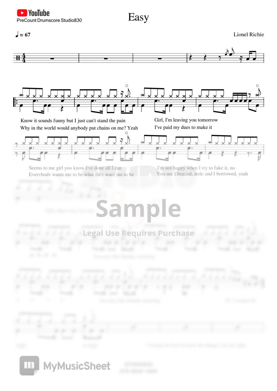Lionel Richie - Easy Sheet Music by Studio830