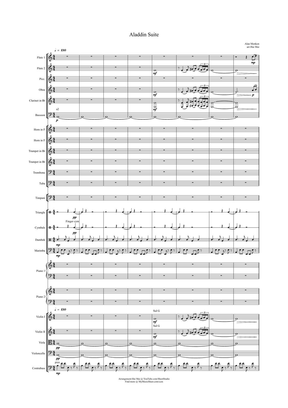Alan Menken - Aladdin Suite for Orchestra - Score and Part Sheet Music by Hai Mai