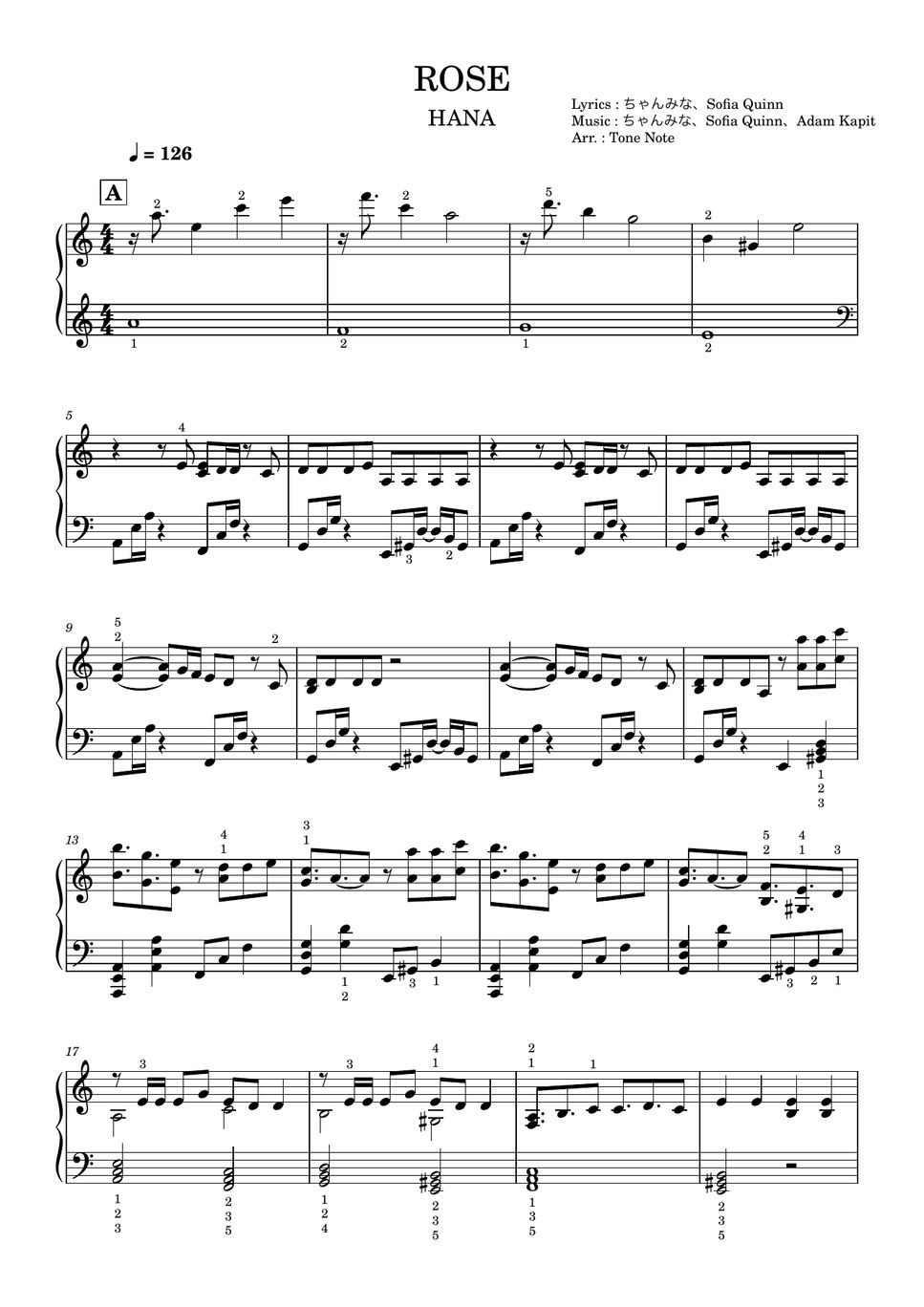 HANA - ROSE Bản nhạc by Tone Note