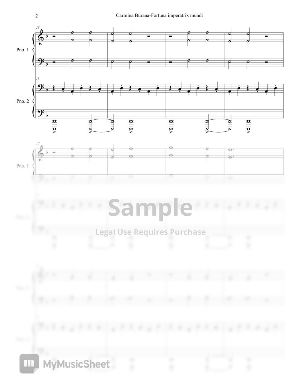 Carl Orff - Camina Burana (4hands) Sheets by Lisamusic