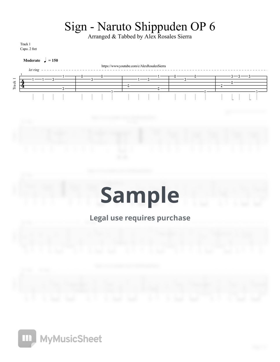 FLOW - Sign (Naruto Shippuden OP 6 FS) Sheets by Alex Rosales Sierra