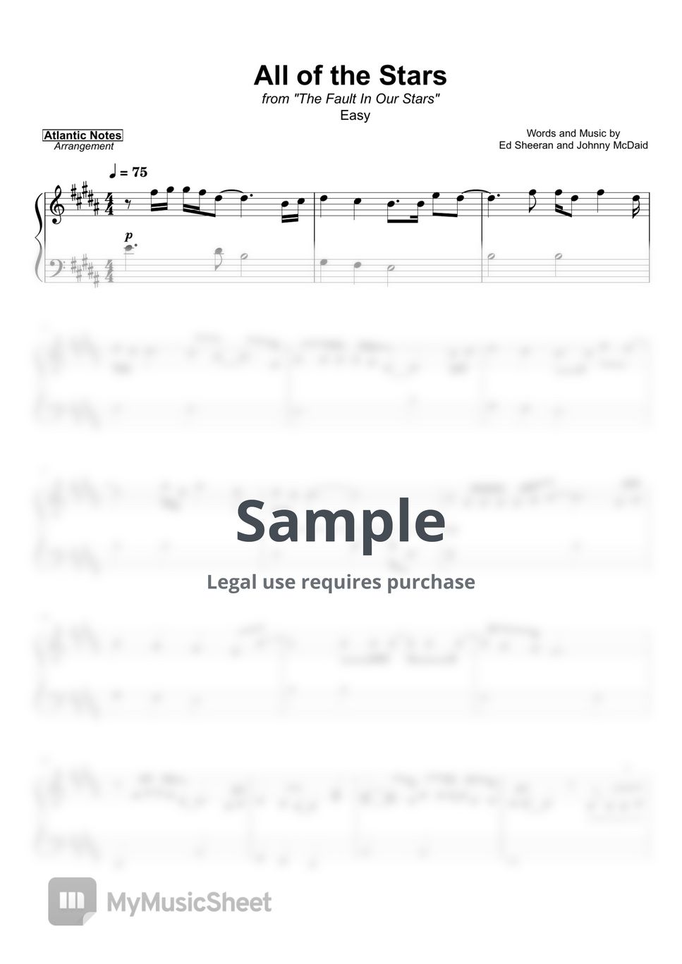 Ed Sheeran - All of the Stars Sheets by Atlantic Notes