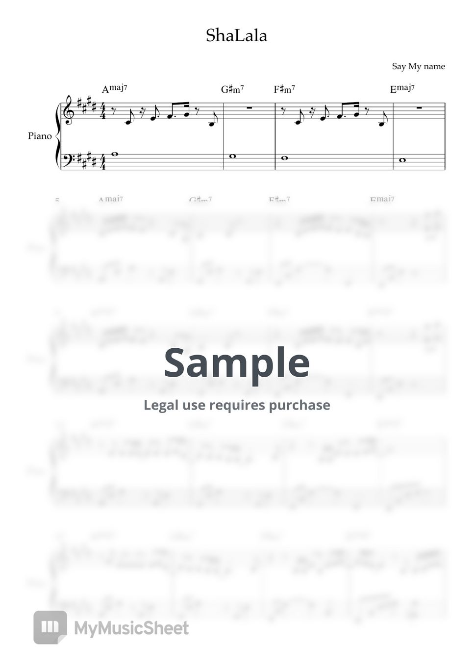 SAY MY NAME - ShaLala (Easy Ver.) Sheet Music by EUNTAEK JUNG
