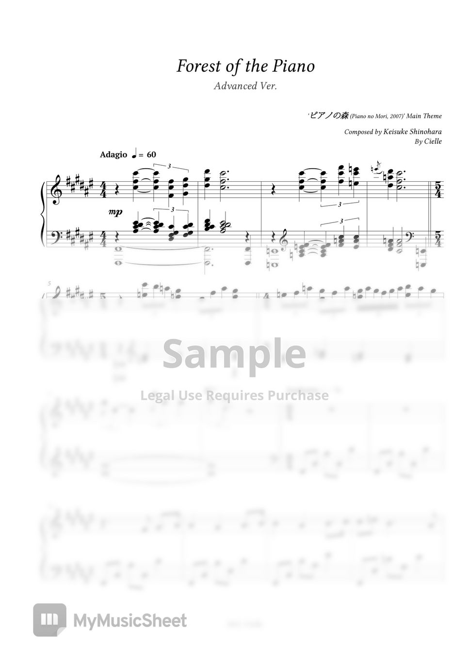 'The Piano Forest' OST - Forest Of The Piano (Advanced Ver.) Sheet ...