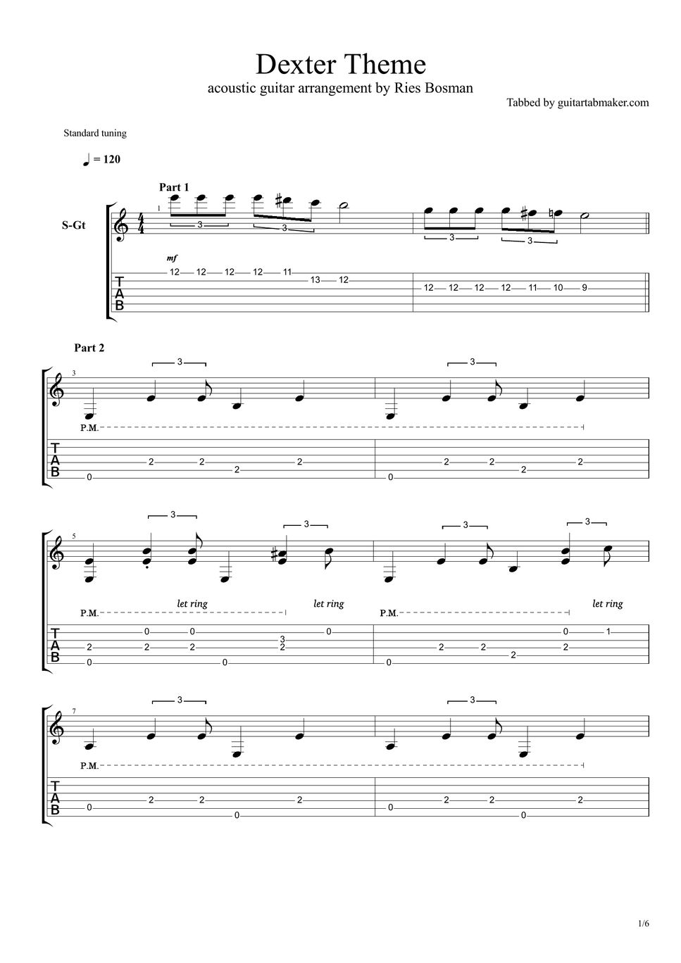 Daniël Licht - Dexter Theme TAB by Ries Bosman