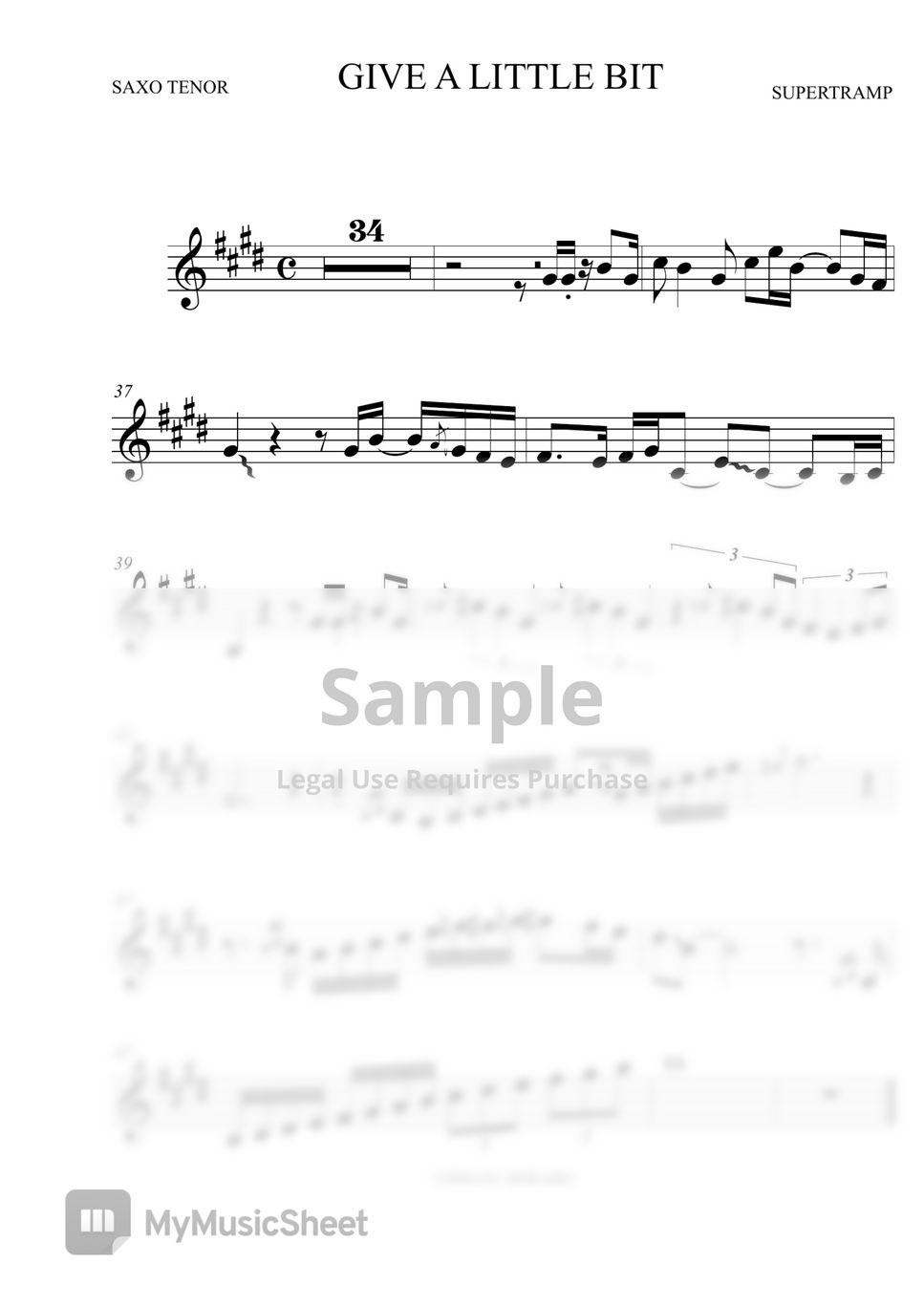 Give a little bit - Supertramp (Tenor&SopranoSax) Sheet Music by Ismael ...
